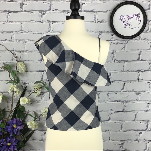 Zara | Tops | Zara Plaid Ruffled One Shoulder Top Nwot | Poshmark
